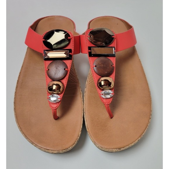 Fitflop | Shoes | Fitflop Jewel The Skinny Sandals Coral Leather Thong ...